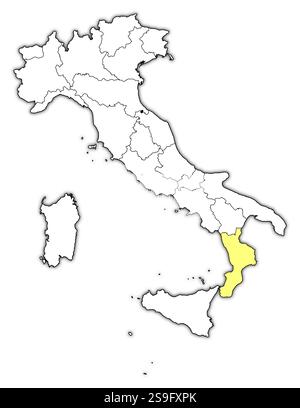 Map of Italy with the provinces, Calabria is highlighted Stock Vector ...