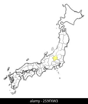 Map of Japan with the provinces, Gunma is highlighted Stock Vector ...