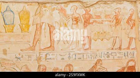 Egypt, Saqqara, tomb of Meryneith, west wall of the inner court ...