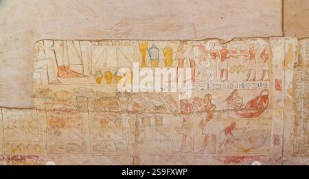 Egypt, Saqqara, tomb of Meryneith, west wall of the inner court ...
