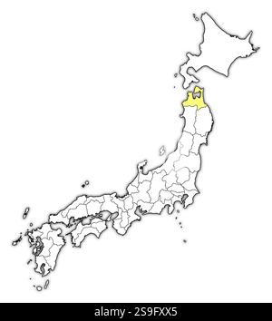 Map of Japan with the provinces, Aomori is highlighted Stock Vector ...