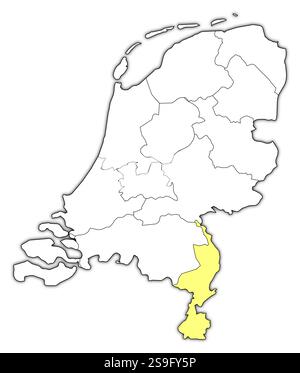 Map of Netherlands with the provinces, Limburg is highlighted Stock ...