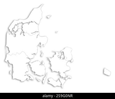 Map of Danmark as a white area over its shadow Stock Vector Image & Art ...