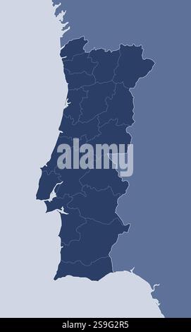 Map of Portugal with regions. Just a simple country border map with ...