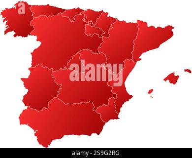 Map of Spain with the provinces, filled with a linear gradient ...