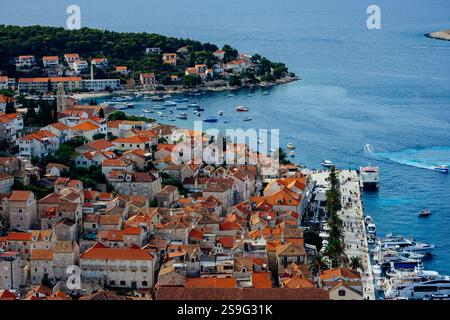 Hvar port & krizna Luka, CHvar, Croatia from the Spanish Fortress Stock ...