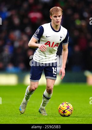 Tottenham Hotspur's Lucas Bergvall in action during the Carabao Cup ...