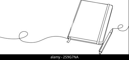 Closed book one line continuous drawing. Bookstore, library continuous ...