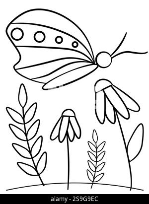 Adorable butterfly coloring page with floral elements, ideal for ...