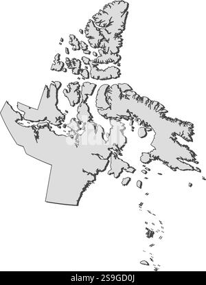 Map of Canada with the provinces, Nunavut is highlighted Stock Vector ...