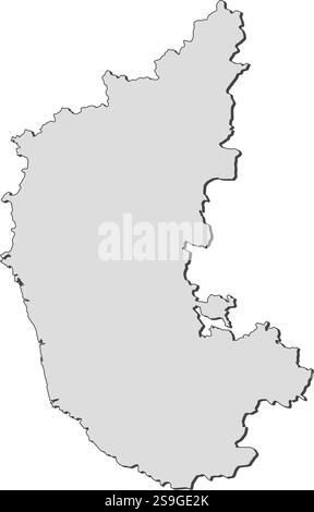 map of Karnataka is a state of India with borders districts Stock ...