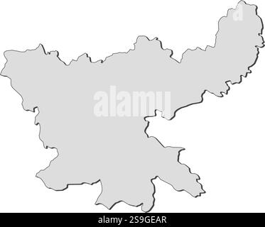 Jharkhand, India. Simple vector map. State shape. Outline style. Border ...
