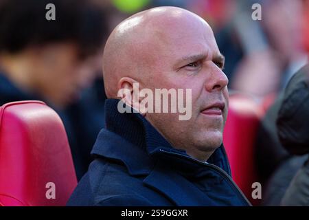 Liverpool manager Arne Slot during a press conference at Anfield ...