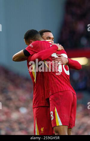 Liverpool's Trent Alexander-Arnold celebrates with the Premier League ...