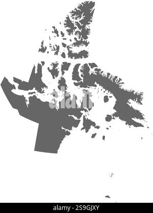 Nunavut map. Just a simple border map. Shape of the province. Flat ...