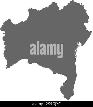 Simple outline map of Bahia is a state of Brazil. Stylized minimal line design Stock Vector ...