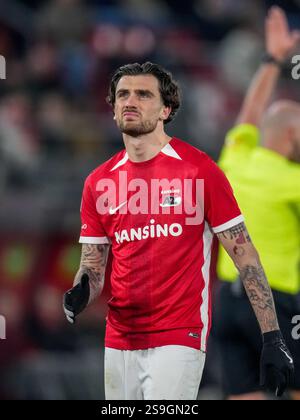 ALKMAAR - Troy Parrott of AZ with the 2-0 during the third qualifying ...