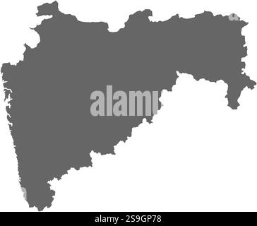 map of Maharashtra is a state of India with borders districts Stock ...