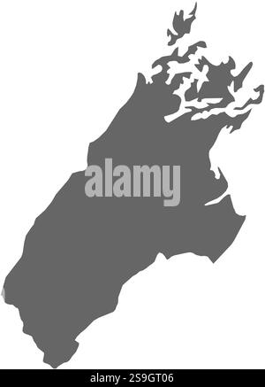 Tasman Region (Regions of New Zealand, South Island) map vector ...