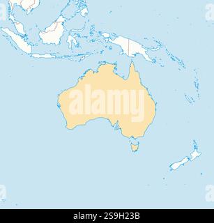 Map of Australia and nearby countries, Australia is highlighted Stock ...