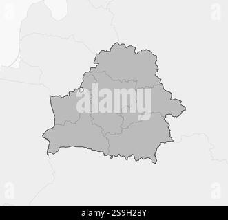 Map of Belarus and nearby countries, Belarus is highlighted in gray ...