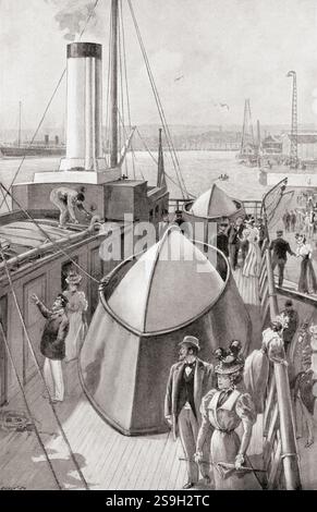 View of an old steamer on an old illustrated postcard Stock Photo - Alamy