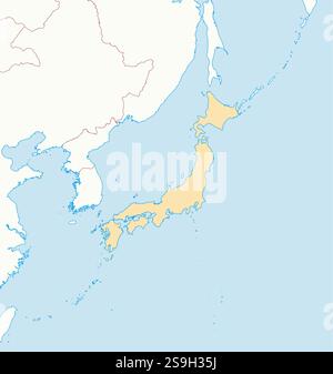 Map of Japan and nearby countries, Japan is highlighted in gray Stock ...