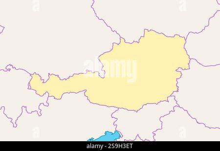 Map of Austria and nearby countries, Austria is highlighted by a ...