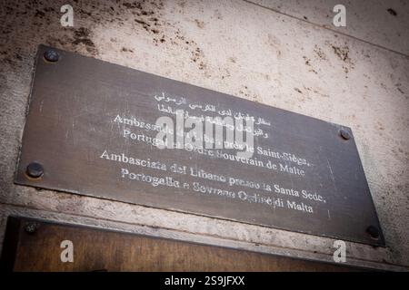 VATICAN - JUNE 15, 2024: plaque for the Embassy of the State of ...