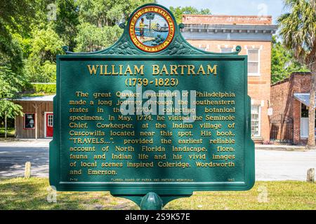 William Bartram Trail Marker in historic downtown Micanopy, Florida ...