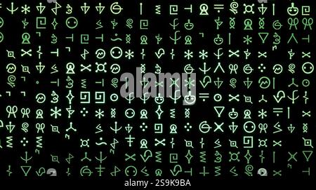 Complex line of alien hieroglyphs symbols Stock Photo - Alamy