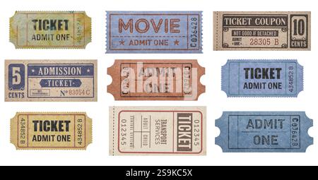 Vintage admission ticket with serial number on white background Stock ...