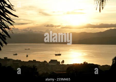 Bay of Ambon is seen from Karangpanjang hill in Ambon, Central Maluku ...