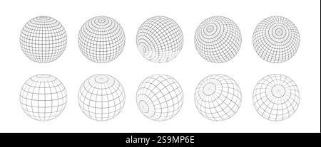 Wireframe sphere set isolated Stock Vector Image & Art - Alamy