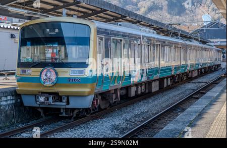 An Izu Hakone Electric Railway one man train at Shuzenji Station Stock ...