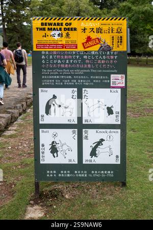 deer warning sign at Nara park Nara Japan Stock Photo - Alamy