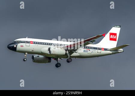 BEA Retro Livery Airbus 319 at Dalcross Airport, Inverness, UK Stock ...
