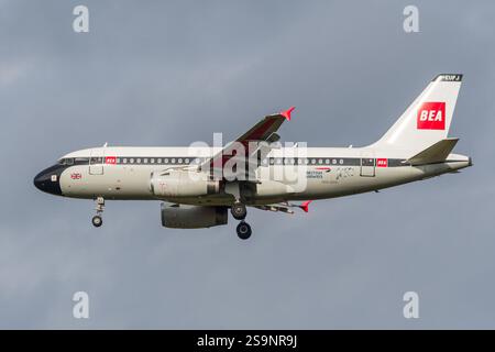 BEA Retro Livery Airbus 319 at Dalcross Airport, Inverness, UK Stock ...