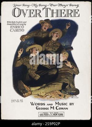 World War I American soldiers singing around the piano at the Y.M.C.A ...