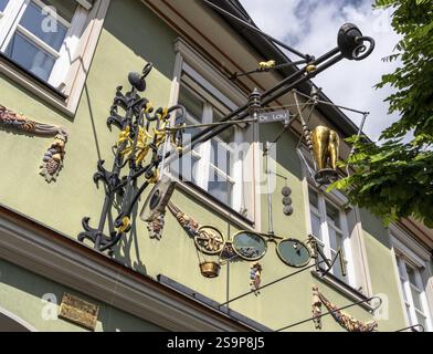 Decorative guild sign, Murnau am Staffelsee, Bavaria, Germany, Europe ...