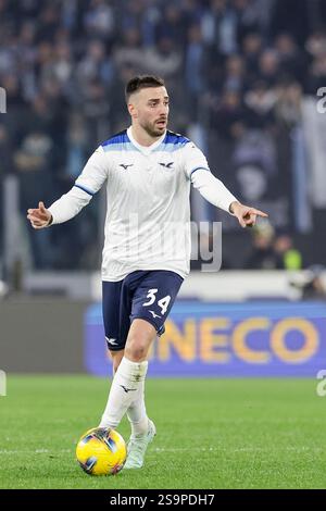 Lazio's Spanish defender Mario Gila controls the ball during Coppa ...