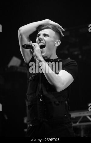 Asher Knight performs at An evening with Will Young at the Apollo ...