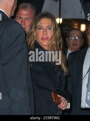 Actress Jennifer Aniston went out in the rain on October 29 2019 in New ...