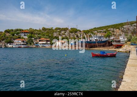Ship repair yard at Agia Trikeri on the south of the Pelion Peninsula ...