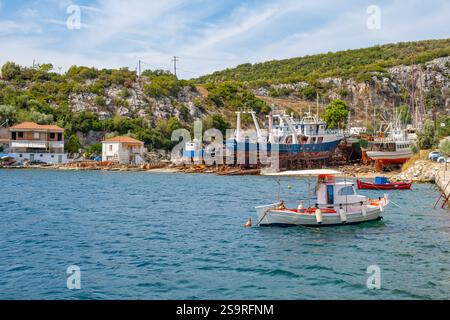 Ship repair yard at Agia Trikeri on the south of the Pelion Peninsula ...