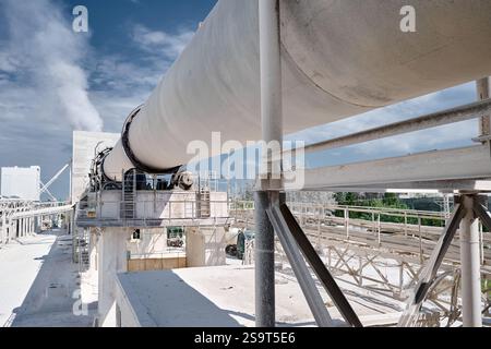 Powerful rotating kiln for calx roasting at production plant Stock ...