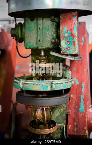 Intricate craftsmanship of antique hat making machines revealing ...