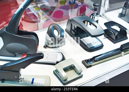 Stationery staplers on a shop window Stock Photo - Alamy