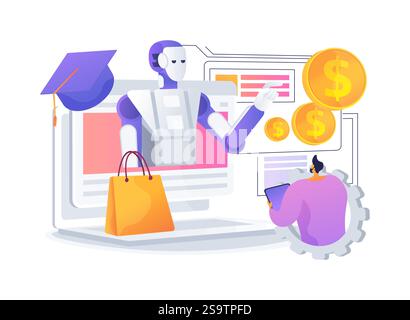 AI-Enhanced Sales Training abstract concept vector illustration Stock ...