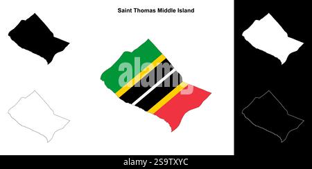 Saint Thomas icon. Island map on dark background. Stylish Saint Thomas ...